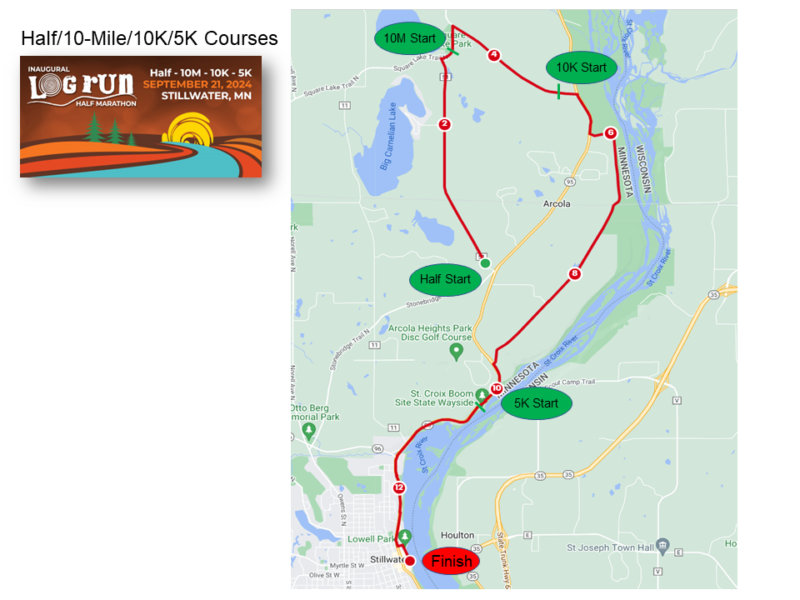 Log 2024 Course Map All Distances | Run Stillwater